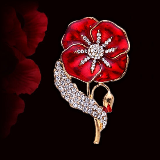 Rhinestone Crystal Poppy Brooch – RoyalBrooch
